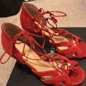 MICHAEL Michael Kors | Shoes | Michael Kors Red Lace Up Sandals | Poshmark